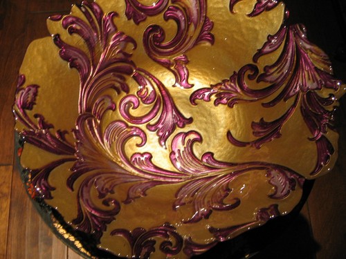 Arda Glassware 'Vanessa' Shallow Bowl, Antique Gold & Purple, Turkish ...
