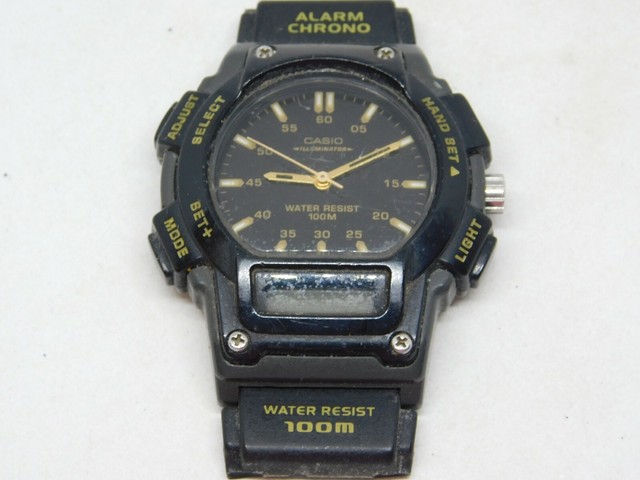 Casio Illuminator Aq-150w 2315 Black Tone Quartz Analog Digital Men's ...