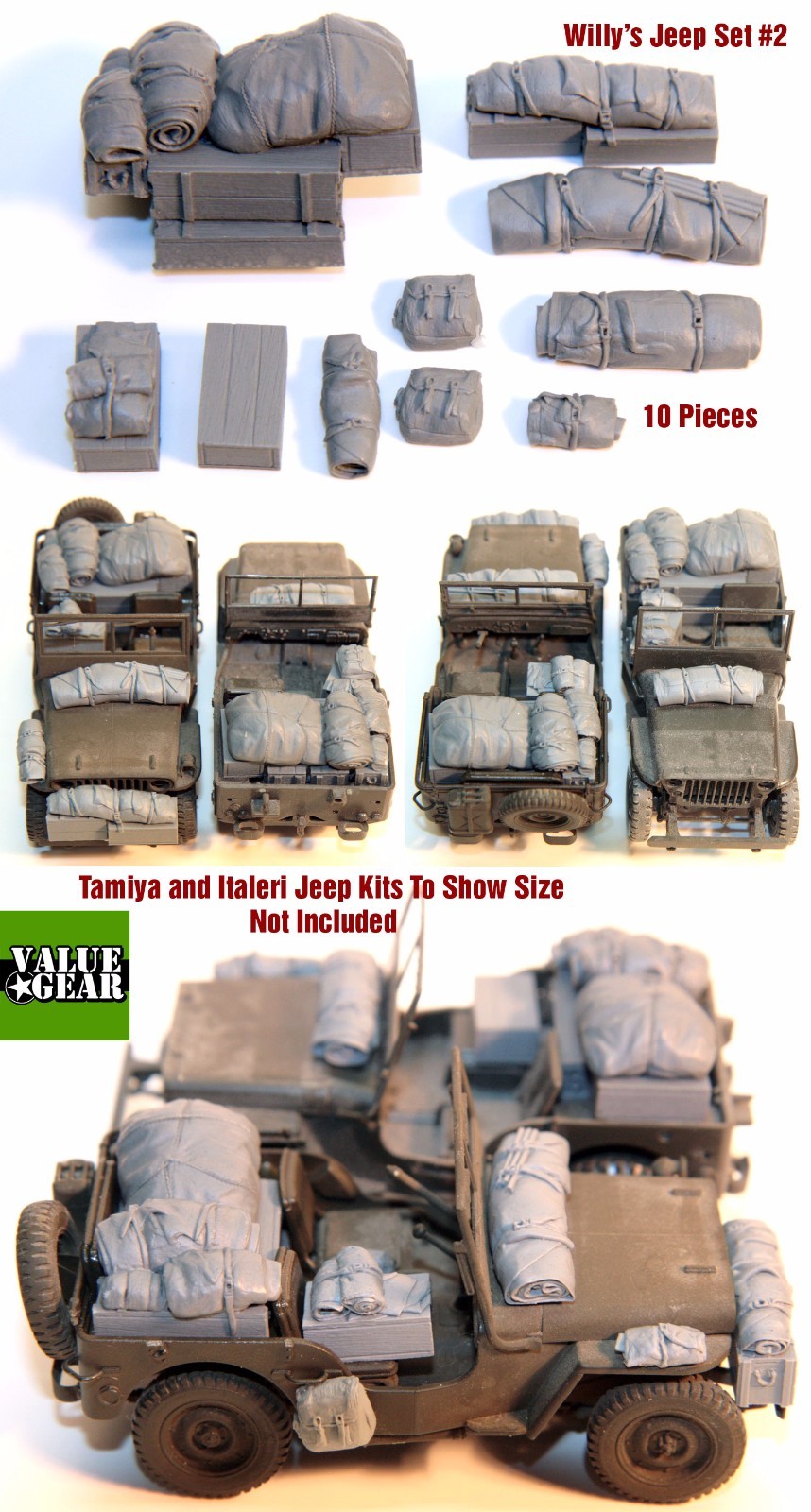1/35 Scale Willys Jeep Set #2 - 10 Pieces - Resin Stowage ValueGear | eBay
