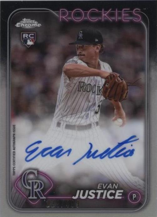 2024 Topps Chrome - Rookie Autographs Evan Justice #RA-EJ Refractor ...