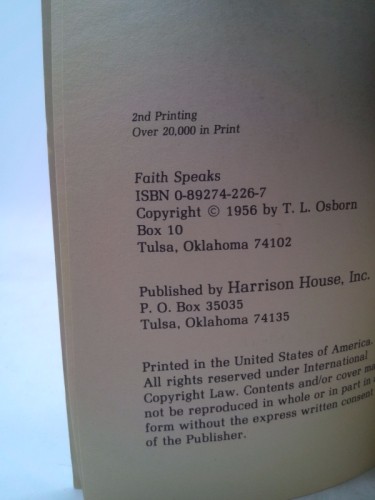 Faith Speaks by T. L. Osborn 9780892742264 | eBay UK