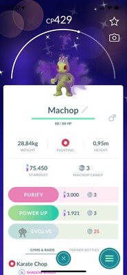 Pokémon Go - Shiny Shadow Machop ( Purified) trade Registered ...