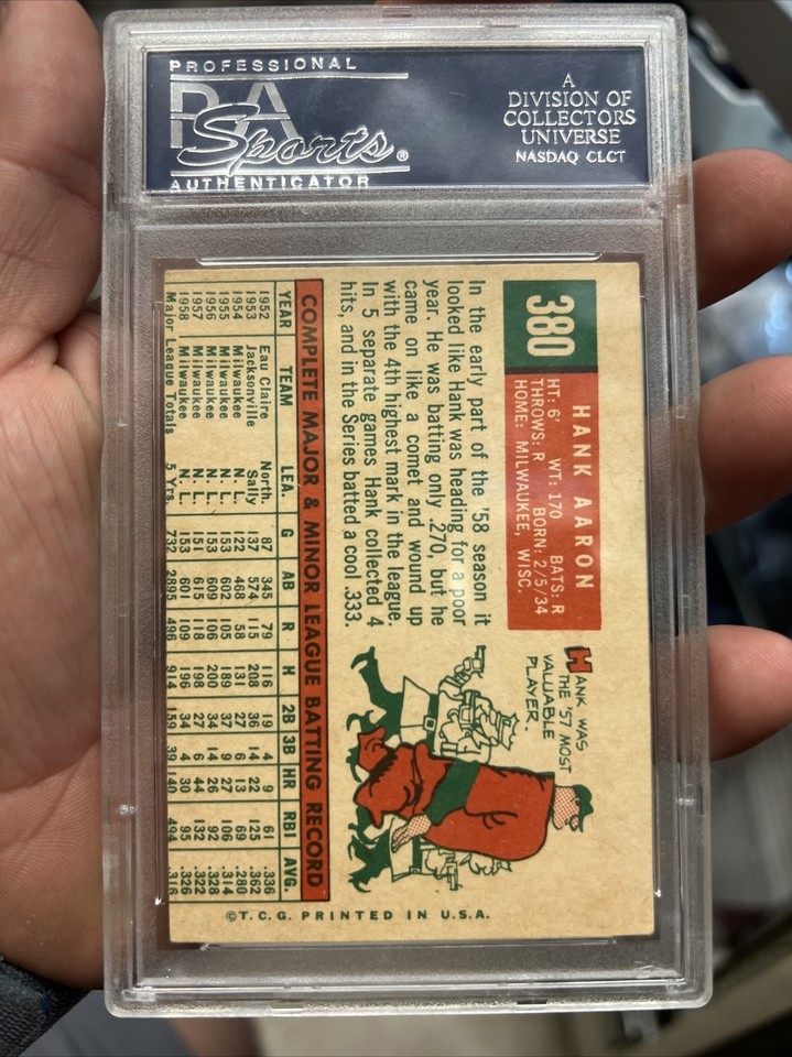 *RARE* 1959 Topps Hank Aaron PSA 4 (MC) Miscut Major Error Card #380 | eBay