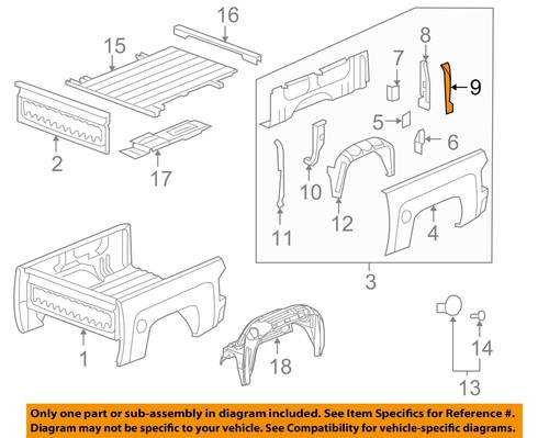 GM OEM 07-14 Sierra 1500 Pick Up Box Pick Up Box Components-Rear Pillar ...