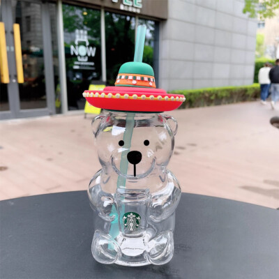 New China Cute Lami Bear Milk Coffee Glass Cup With Straws 503ML 2026 ...