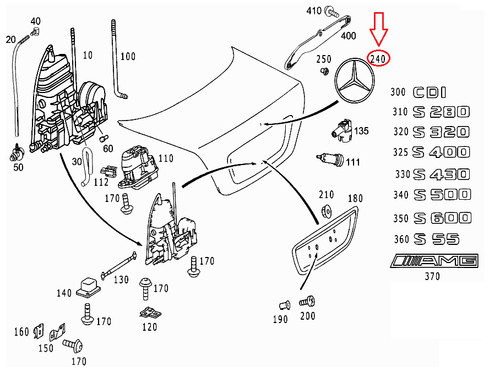 NEW MERCEDES BENZ S-CLASS W220 BOOT TRUNK LID BADGE EMBLEM A2207580058 ...