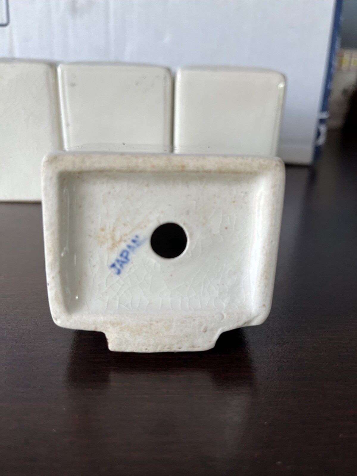 Vintage Japan Hanging Wooden Spice Rack w/ 9 Porcelain Ceramic Spices ...