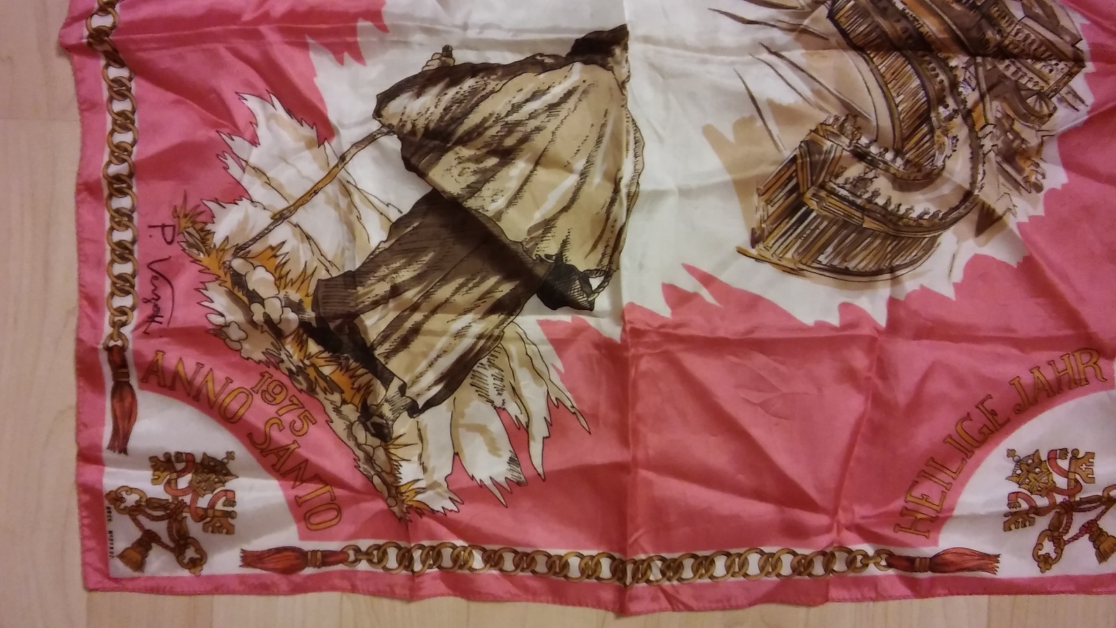 P Verzetti Vatican Pink Scarf - Vintage 1975 St Peters Basilica Pope ...