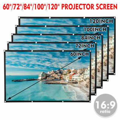 120'' Large Projector Screen 16:9 Projection HD Home Theater Cinema ...
