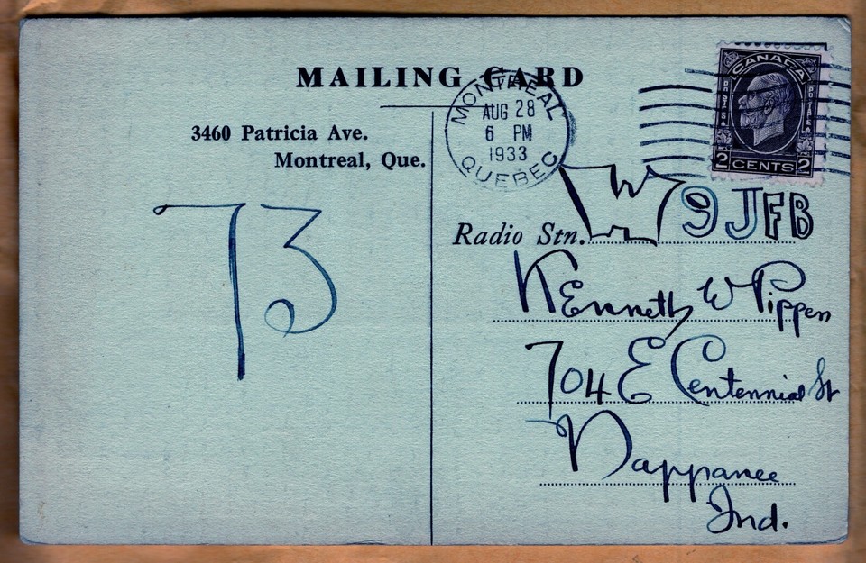QSL Card Montreal, Quebec Ham Radio 1933 Operator D. R. Doc Sheehan | eBay
