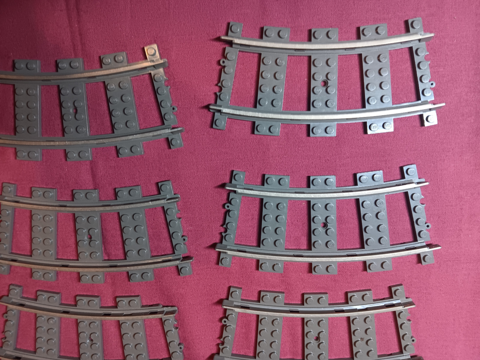 L-1 Lego Lot 9 Old Dark Gray 9V Track 2867 2865c01 4535 4534 10001 ...