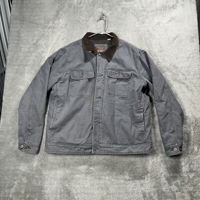 Woolrich Canvas Sherpa Lined Gray Chore Coat Button Up Barn Jacket Mens ...