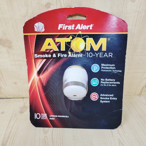First Alert ATOM Smoke & Fire Alarm 10 Year Maximum Protection Model # ...