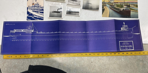 Vintage Maritime Ship Ephemera Lot SS Edmund Fitzgerald Blueprint USS ...