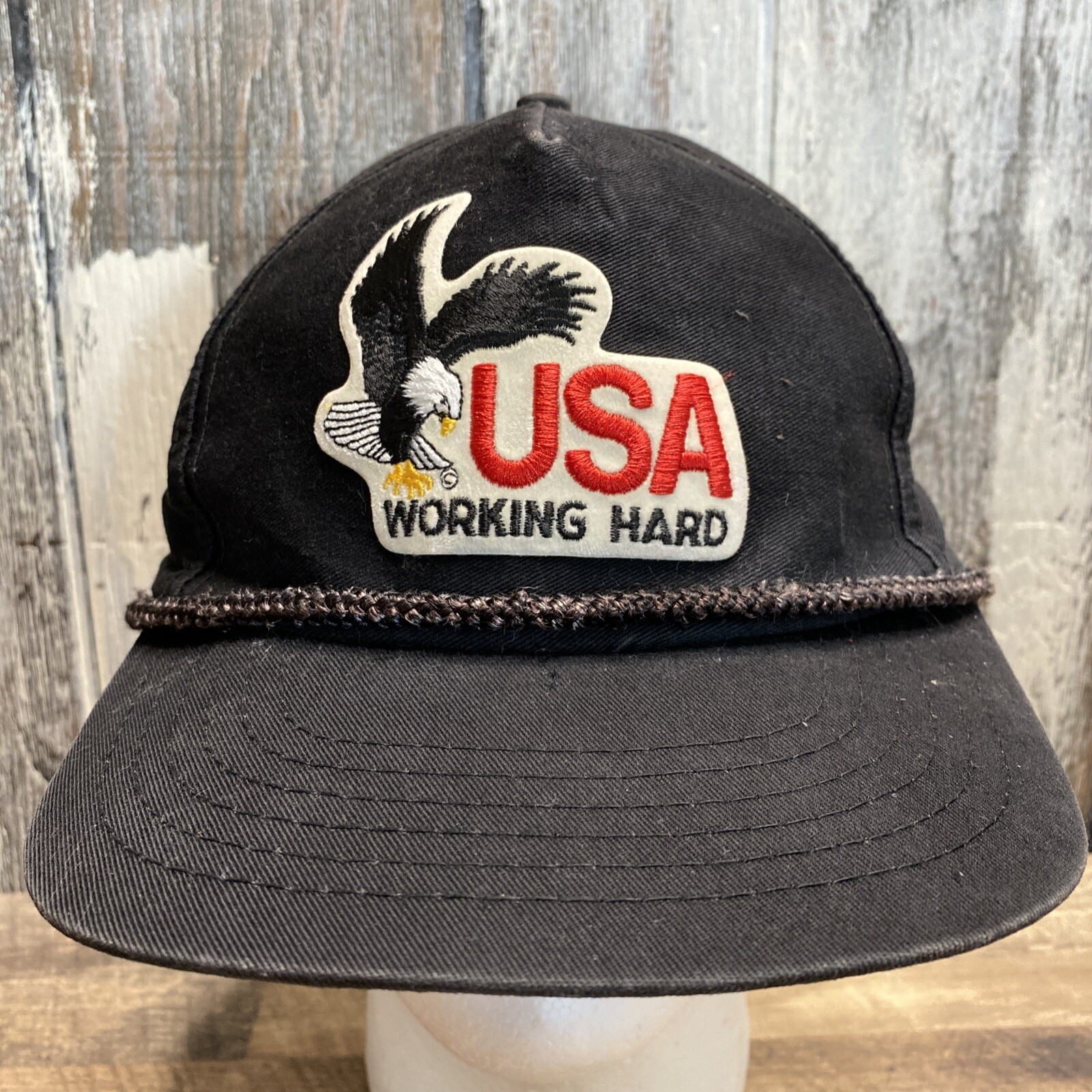 Vintage Snapback Hat USA Working Hard Embroidered Bal… - Gem