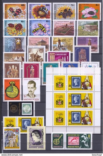 Hungary, 1980, Year Set, Perforated, MNH, Michel 3405A-3467A, Block 142 ...