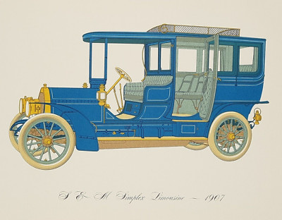 S & M Simplex Limousine 1907 Lithograph Clarence P. Hornung Antique ...
