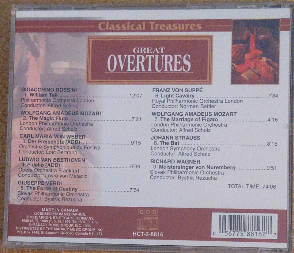 Great Overtures (CD, Oct-1998, Madacy) | eBay