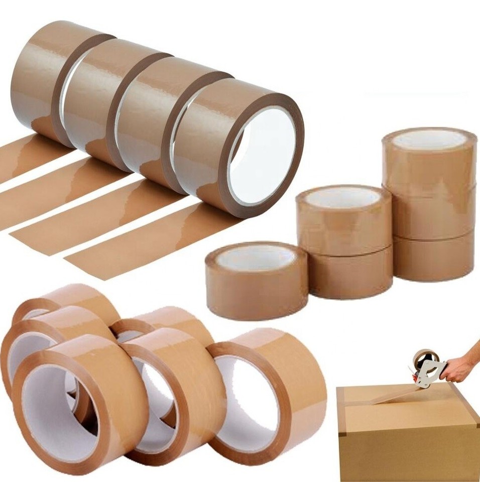 BROWN PACKING TAPE STRONG PARCEL PACKAGING SELLOTAPE CARTON SEALING ...