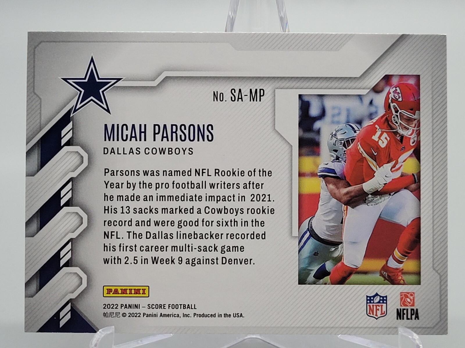 2022 PANINI SCORE MICAH PARSONS SACK ATTACK FOOTBALL CARD COWBOYS NFL ...