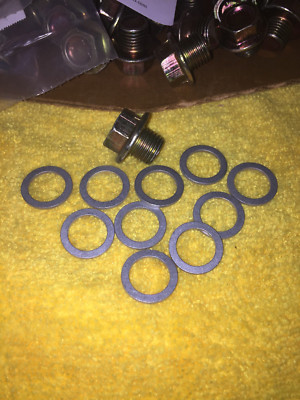Engine (1) Oil Drain Plug 14mm + Gasket/Washer 14mm ( 1 DRAIN + 10 ...