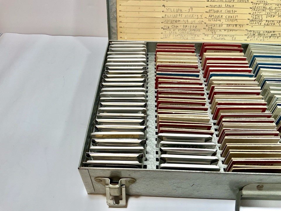 Vintage Metal 35mm Slide Box 150 Capacity Storage Tray w/Slides from ...