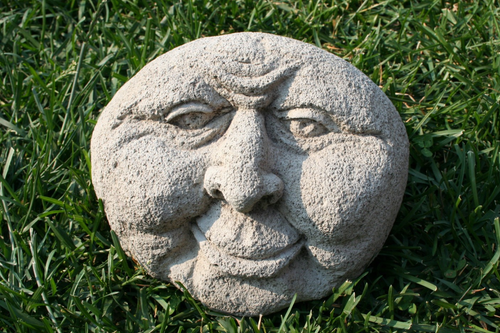 Concrete Garden Statue Cherubic Happy Face - Man in the Moon | eBay