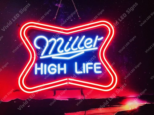 Vivid LED Miller Lite Beer High Life Bar 24"x18" Neon Sign Lamp With ...