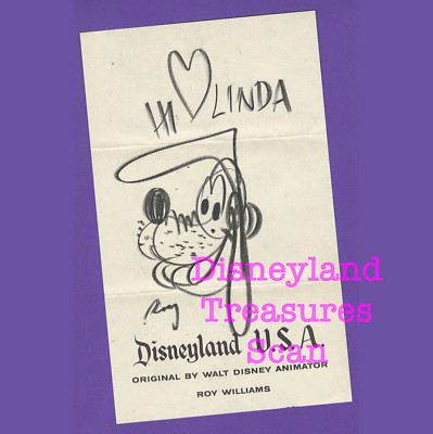 Vintage Disneyland Souvenir PLUTO Sketch by Roy Williams Mouseketeer ...