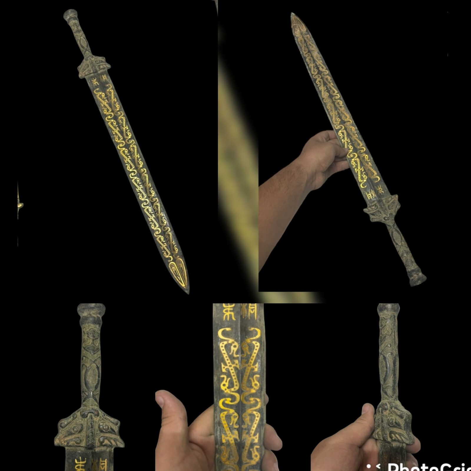 Ancinet Chinese tang Dynasty bronze Big Sword with rare cover and beast ...