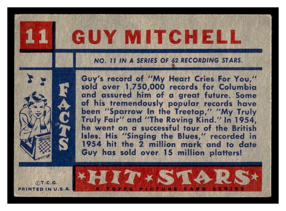 1957 Topps Hit Stars #11 Guy Mitchell 127E | eBay