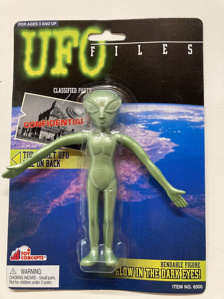 UFO Files Alien Figures Bendable Poseable with glow in the dark eyes 90 ...