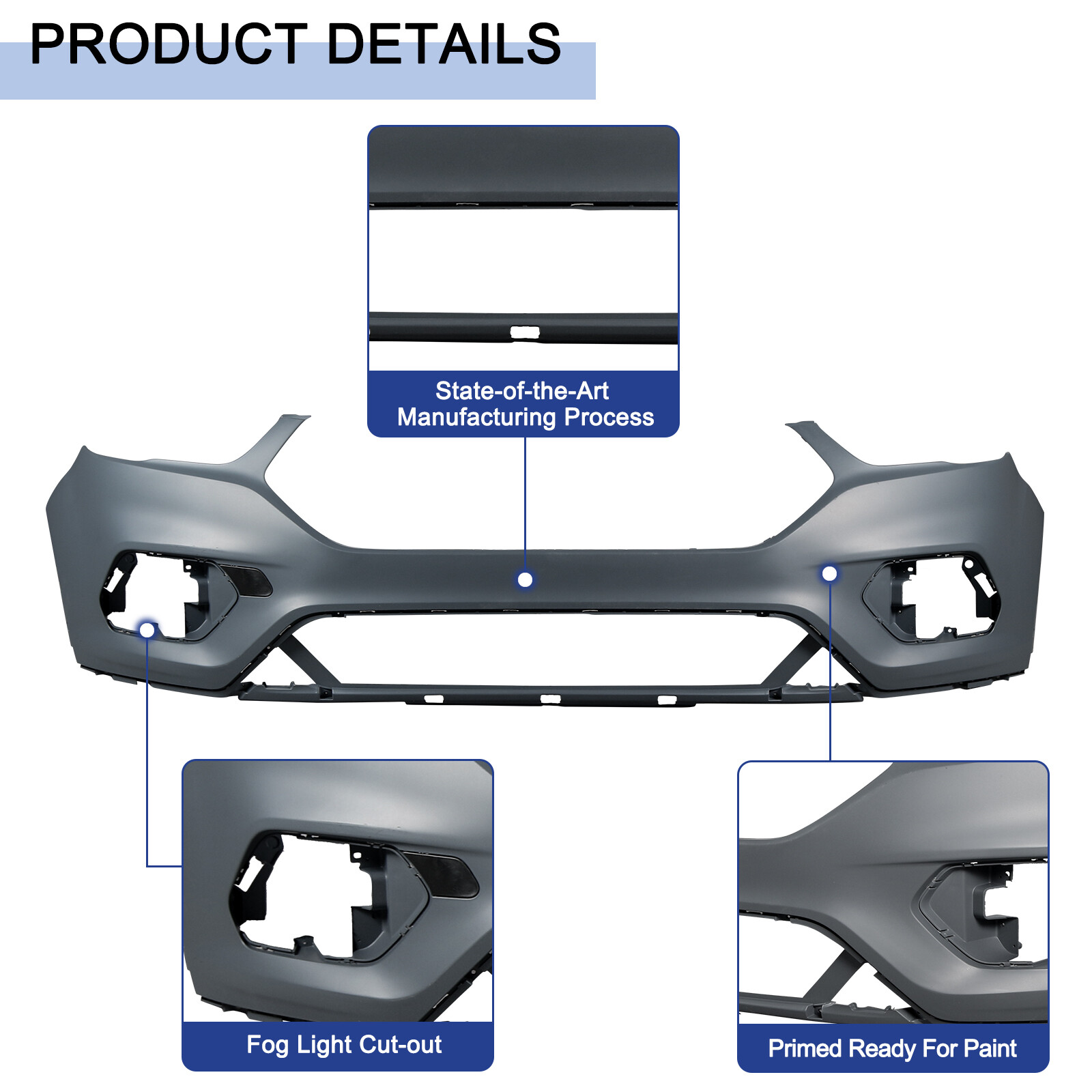 Front Bumper Cover Fit For 2017-2019 Ford Escape Primed Plastic Black ...