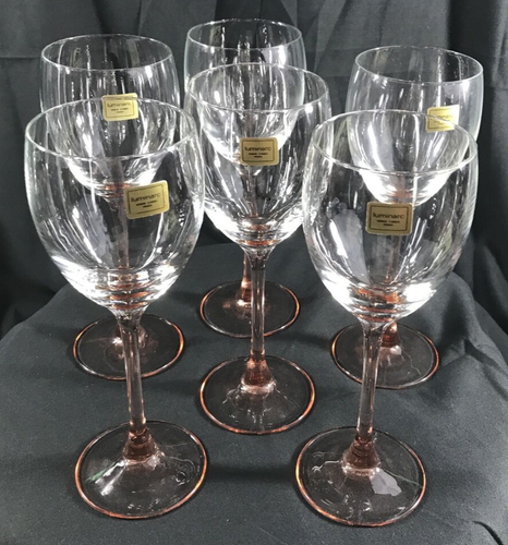 6 Luminarc Wine Glasses Set Pink Crystal Stemware, 6 oz., NWTs, Made in ...