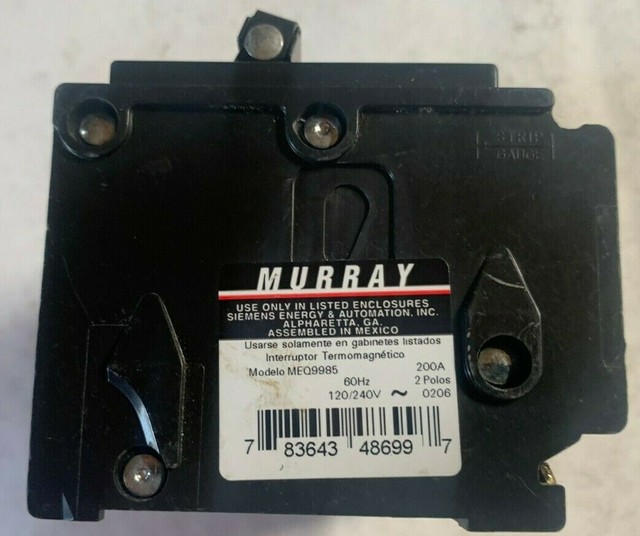 Murray 200 Amp 200a Double Pole Main Circuit Breaker Type MEQ9985 for ...