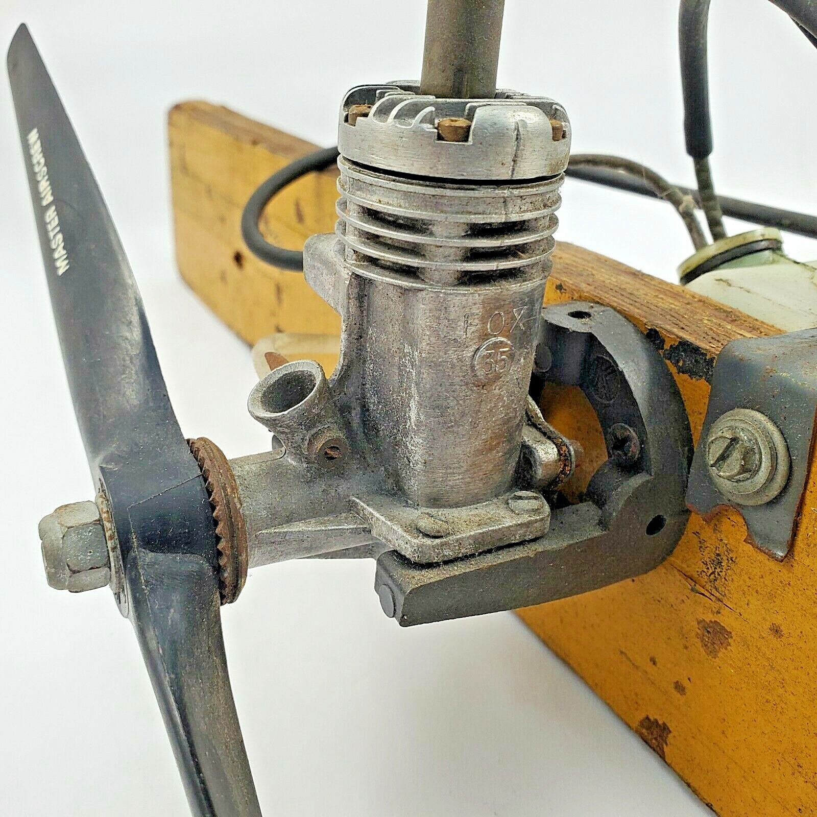 Vintage 1954 Fox 35 Model Aircraft Engine on Break-In Board From Gramps ...