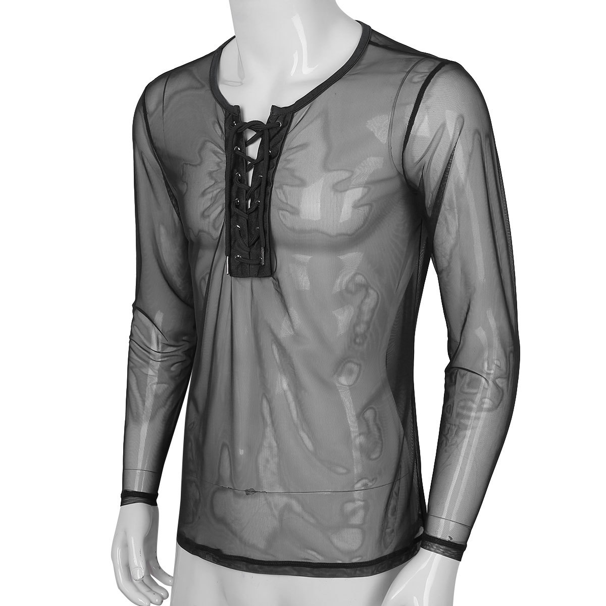 Mens String Mesh Vest Fitted See Through Gym Training Tank Top T shirt ...