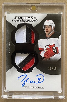 2017-18 The Cup Emblems of Endorsement Black Taylor Hall DUAL PATCH ...