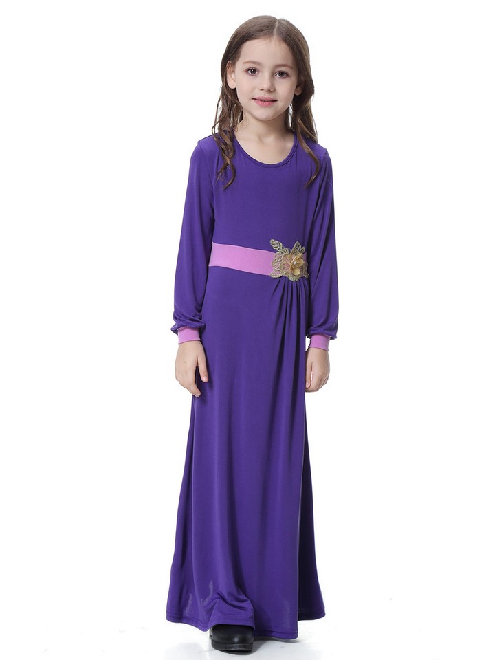 Muslim Child Girls Abaya Long Dress Burka Prayer Maxi Kaftan Robe Arab ...
