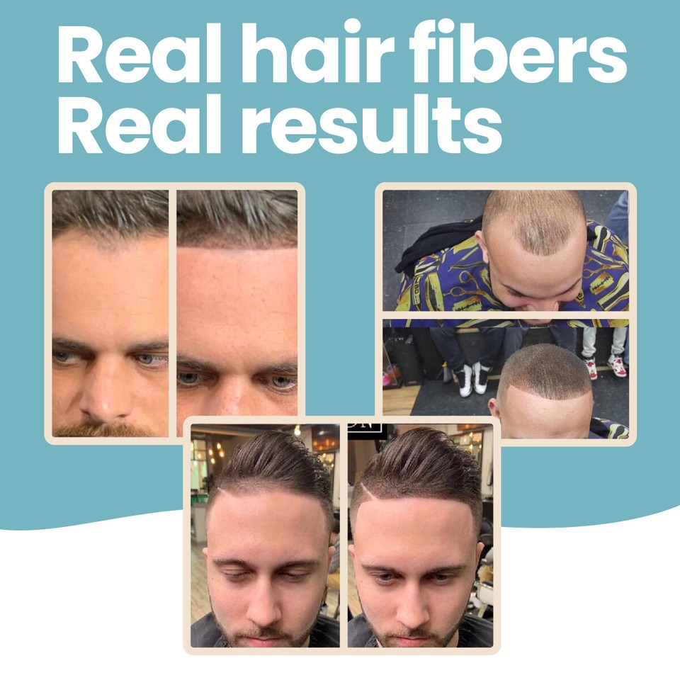 3x Premium Human Hair Fibers by HAIR ILLUSION-Natural BLACK Fibers Bald ...