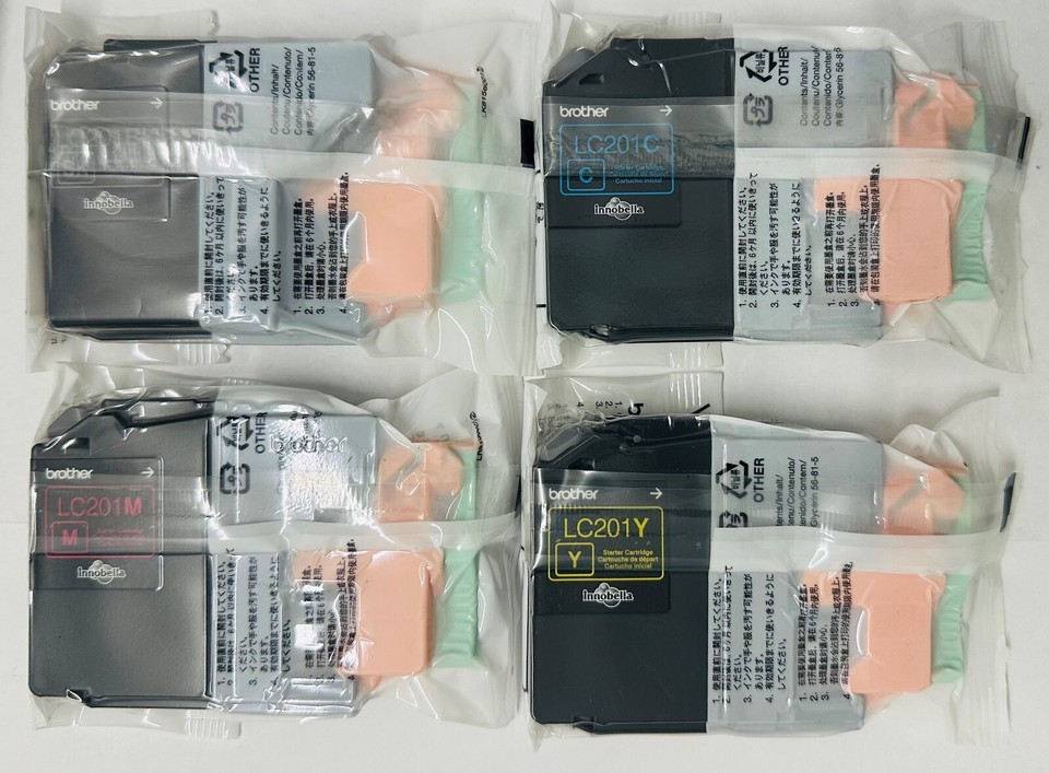 New Genuine Brother LC201 Black Cyan Magenta Yellow 4PK Ink Cartridges ...