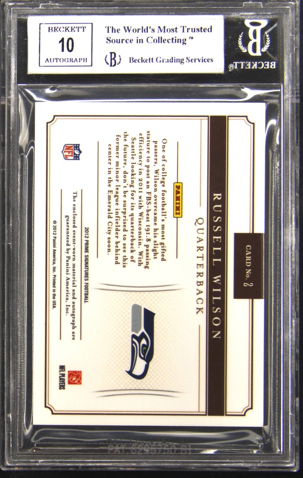 2012 Panini Prime Signatures Russell Wilson RC #2 Auto Jersey 22/25 BGS ...