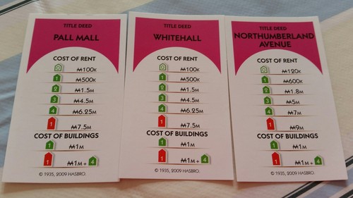 Monopoly Revolution Board Game Spare Replacement PINK property cards (3 ...