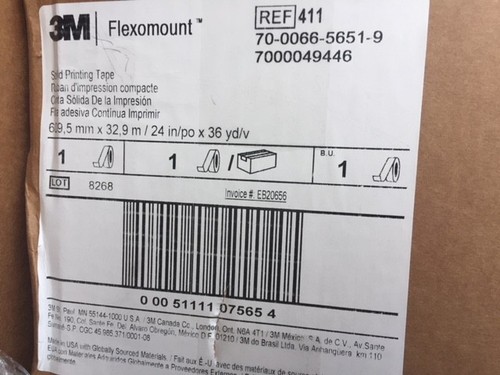 (1 Roll) 3M 411 24 in x 36 yd Flexomount Plate Mounting Tape 24 IN Gray ...