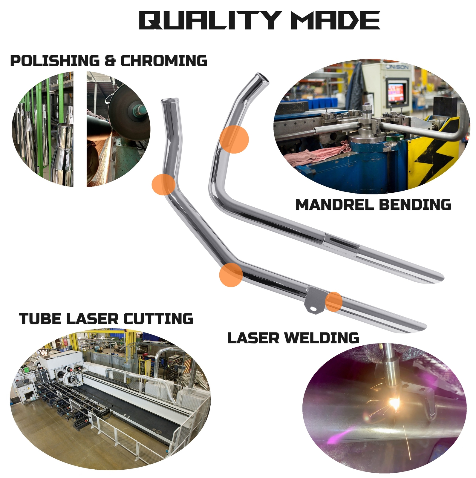 IRON GROWL 1.75'' LAF Drag Pipes for 1986-2003 Rigid Frame Sportster ...