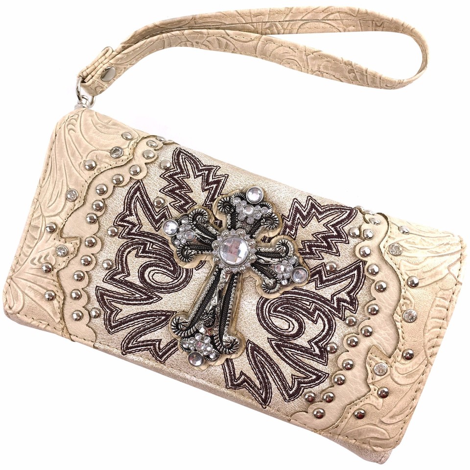 Justin West Classic Floral Geometric Embroidery Cross Conceal Carry ...