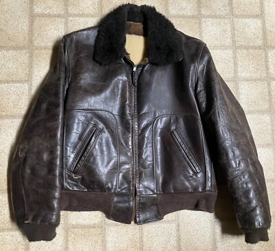 Vintage 40s Hercules Horsehide Leather Bomber Jacket WWll Wool Corduroy ...