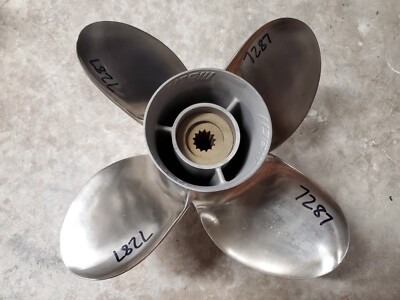 4 BLADE 13" X 16P MACH SS PROP, EVINRUDE JOHNSON SUZUKI 13 SPLINE 4.25 ...