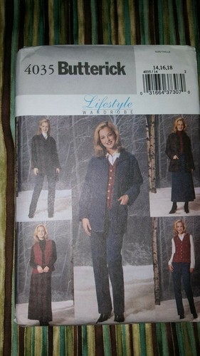 Butterick Pattern 4035 Womens Jacket Vest Skirt Pants Sizes 14 16 18 ...