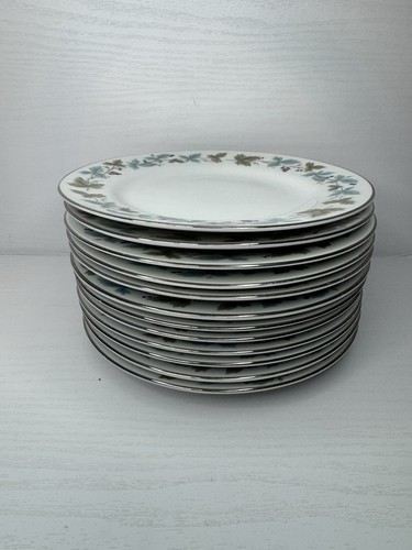 12 Vintage 6701 Fine China Blue & Green Grape Leaf Pattern 6 3/8” Bread ...